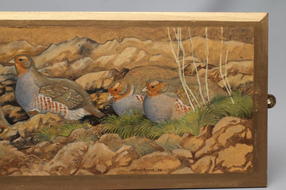 David binns (1935-2020) grey partridges, signed lower right, dated '99 ...