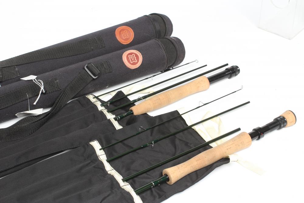 Two hardy uniqua fly fishing rods, comprising one 8' #4 four piece rod ...