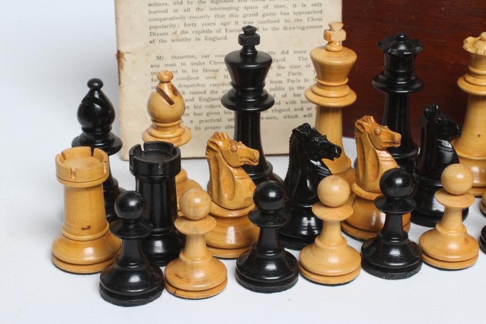 A box and ebony staunton pattern chess set | Hartleys Auctioneers & Valuers
