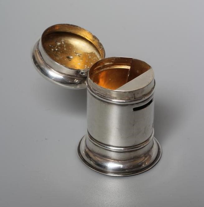 Of philatelic interest - an edwardian silver novelty stamp post box ...