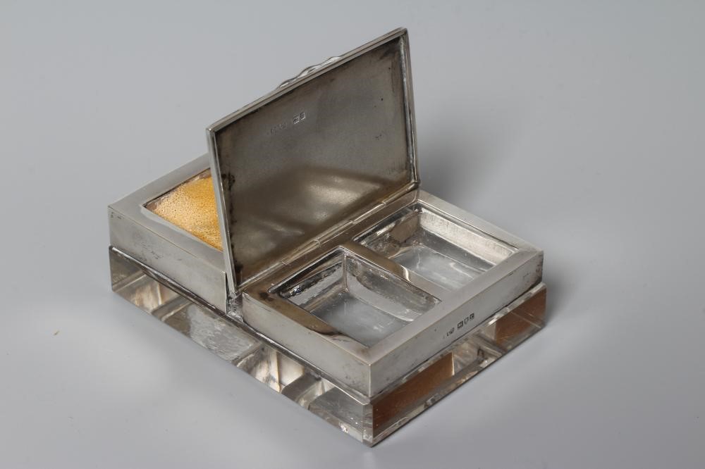 Of philatelic interest - a george v silver mounted glass stamp box by ...