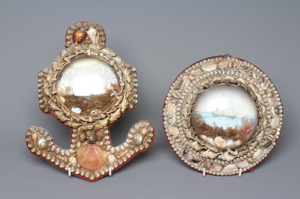 A late victorian shellwork 'anchor' maritime diorama | Hartleys ...