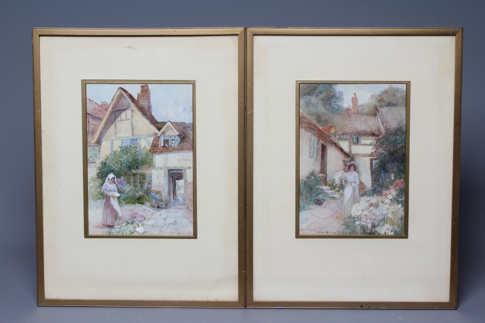 Florence mackay (c.1860-1930) the old garrick inn and a garden scene, a ...