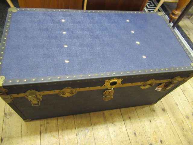 Large navy blue travel chest | Hartleys Auctioneers & Valuers