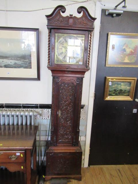 Oak cased brass dial grandfather clock by henry watson | Hartleys ...