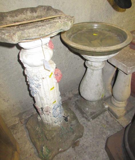 Two composite bird baths and two concrete columns | Hartleys ...