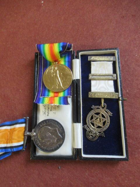 Ww1 medals to pte townend royal fusilier and a cased masonic medal ...