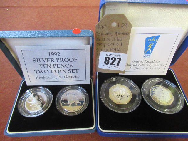 Silver peidfort nhs and eu fifty pence coins with silver 1992 ten pence ...