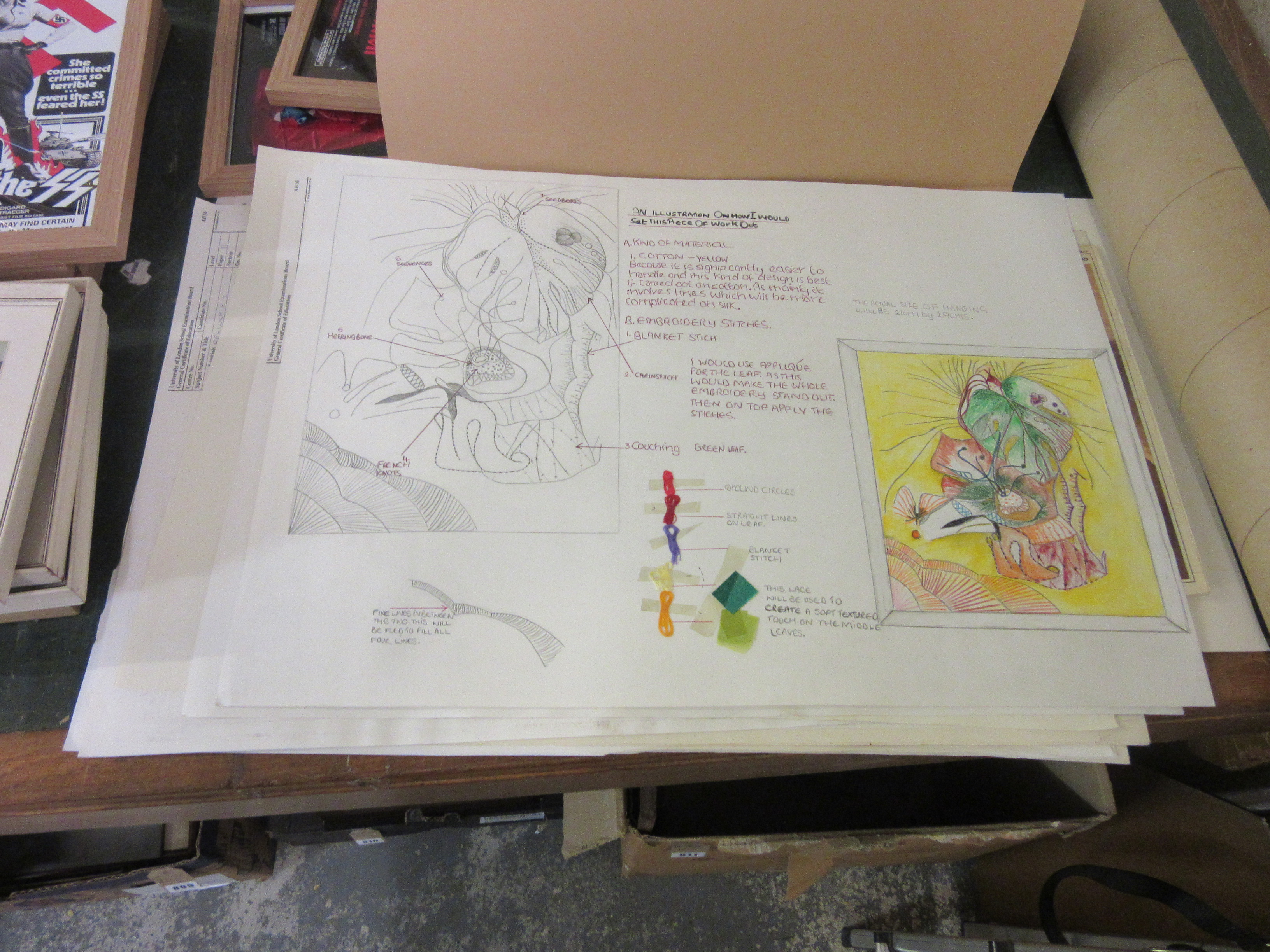 Folder of drawings etc including portraits and figure studies ...