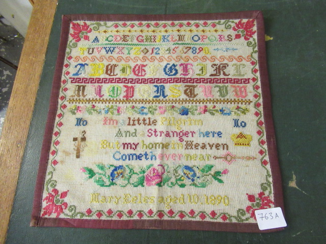 Unframed sampler dated 1890 | Hartleys Auctioneers & Valuers