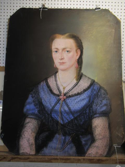 Chalk portrait of a lady dated 1869 | Hartleys Auctioneers & Valuers