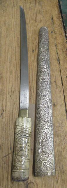 Bone handled oriental short sword in scabbard | Hartleys Auctioneers ...