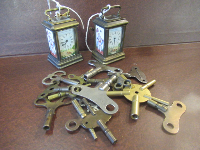 Two small carriage clocks and clock keys | Hartleys Auctioneers & Valuers
