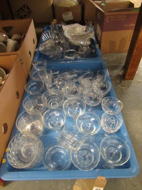 Two blue trays of glassware | Hartleys Auctioneers & Valuers