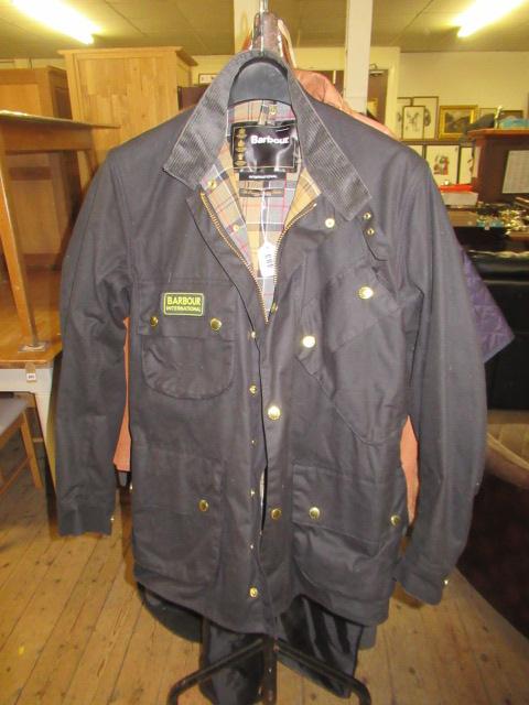 Barbour international black jacket with belt | Hartleys Auctioneers ...