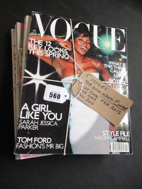 Five issues of vogue magazine 2001-2013 including naomi campbell cover ...