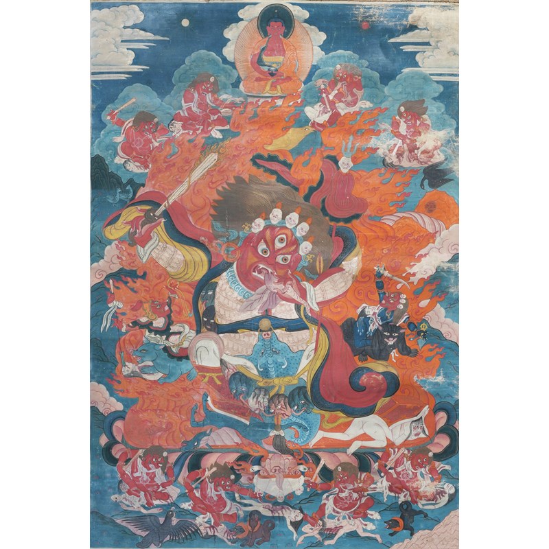 A tibetan thangka of begtse chen (red mahakala) | Woolley and Wallis