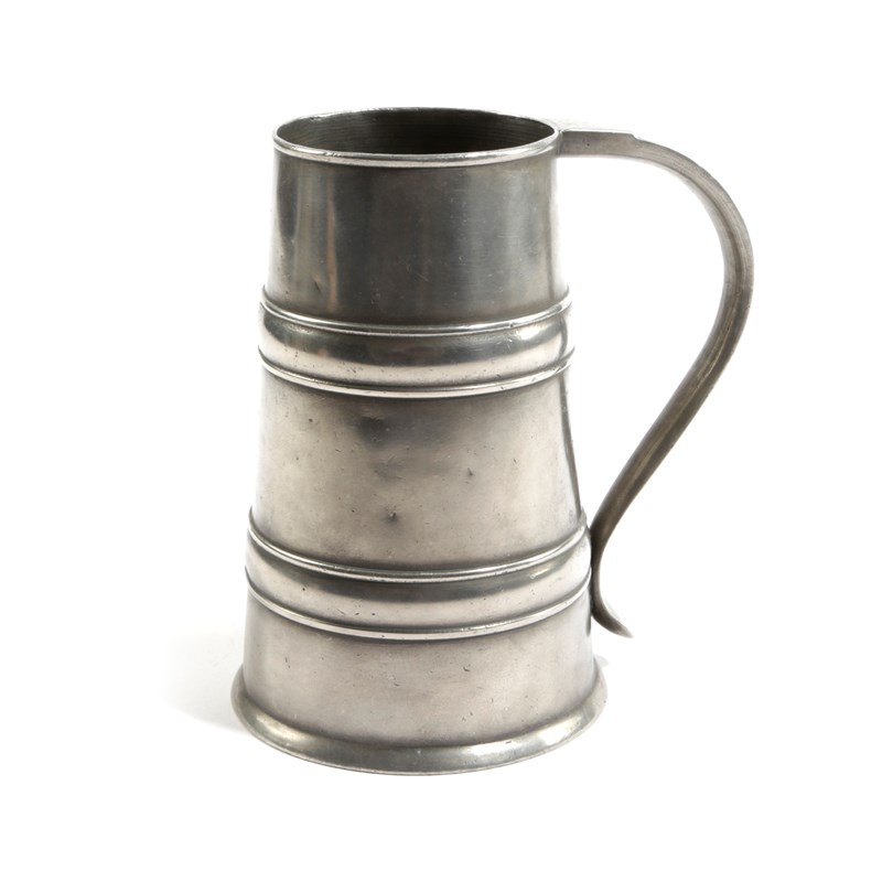 A documented pewter one and a half wine pint twin-band mug | Woolley ...