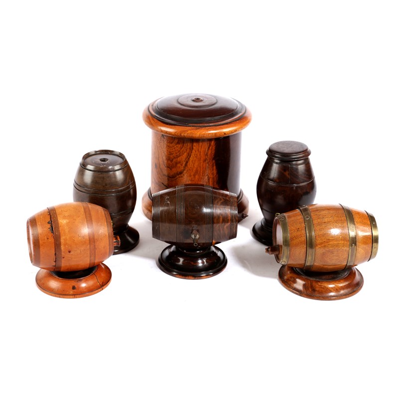 Five treen string barrels | Woolley and Wallis