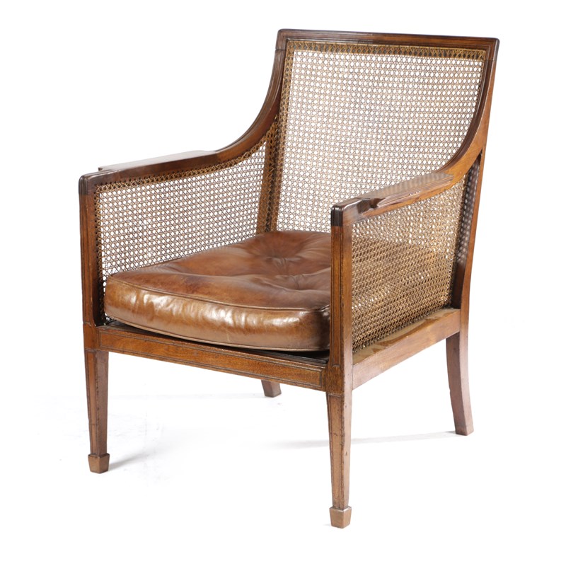 A mahogany bergere library armchair | Woolley and Wallis