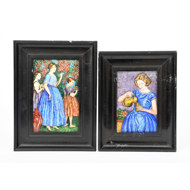 The glory of summer days an enamel plaque by e m wilesmith, dated 1927 ...