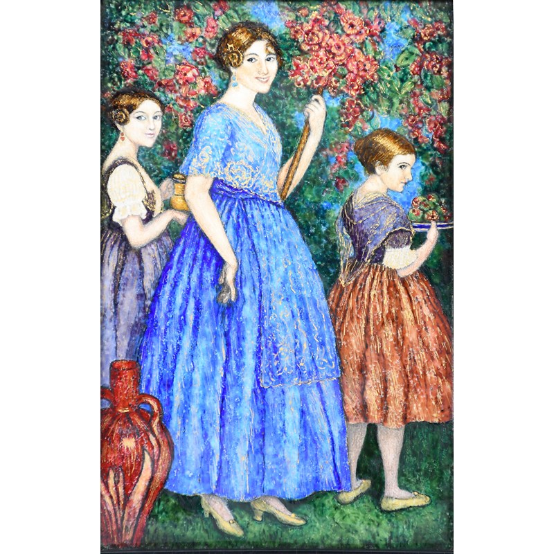 The glory of summer days an enamel plaque by e m wilesmith, dated 1927 ...