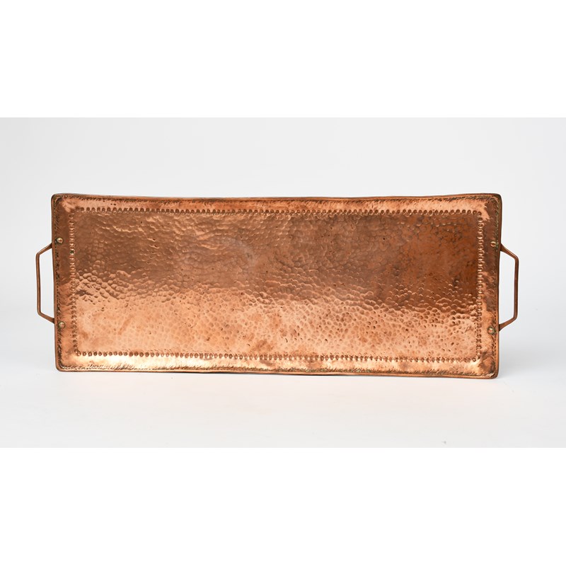 A john pearson copper twin-handled tray, rounded rectangular section ...
