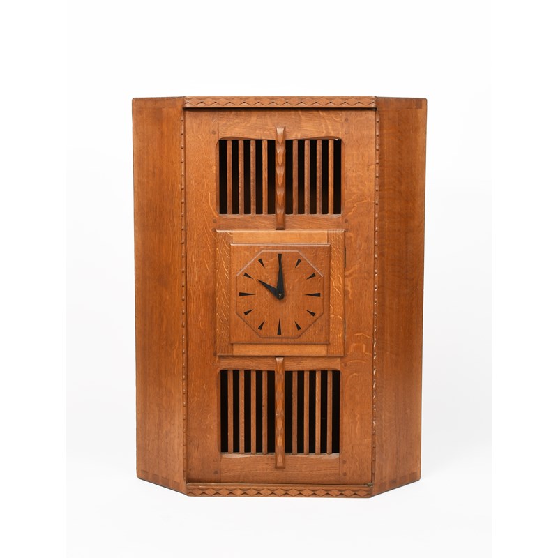 A stanley webb davies oak corner cabinet with clock by bob willett ...