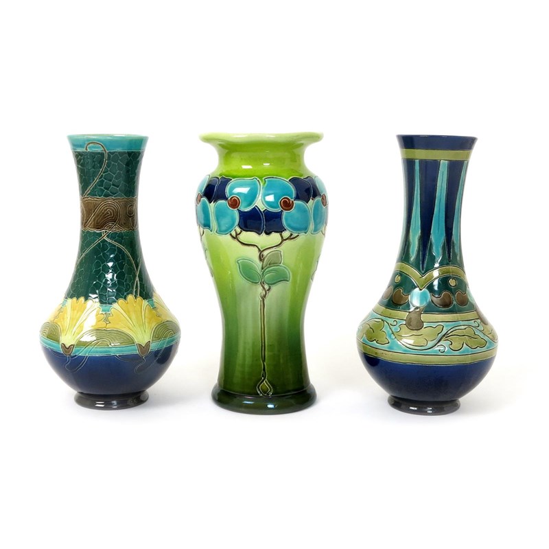 A burmantofts faience partie-colour vase designed by joseph walmsley ...