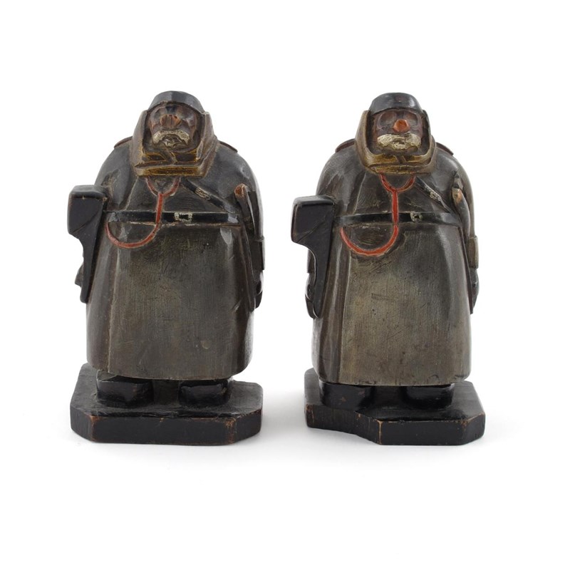 A pair of carved wood book ends modelled as russian soldiers | Woolley ...
