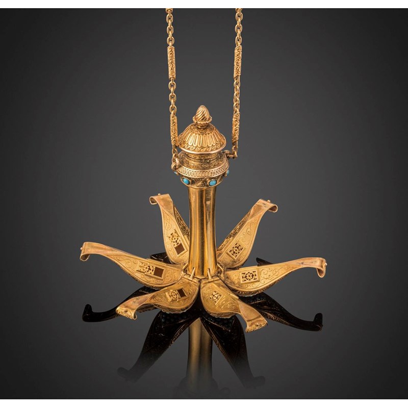 A 19th-century gold pomander with scent bottle in the mid-17th-century ...