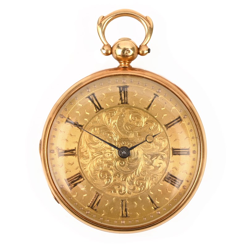 An 18ct gold open faced pocket watch, circa 1839 | Woolley and Wallis