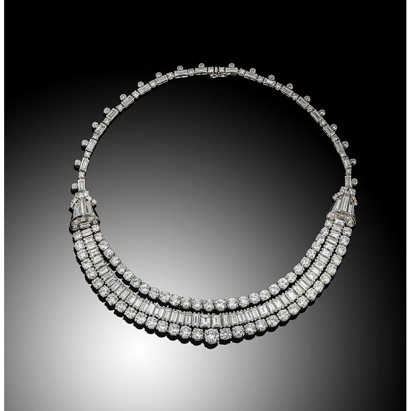 A 1950s diamond three row necklace | Woolley and Wallis