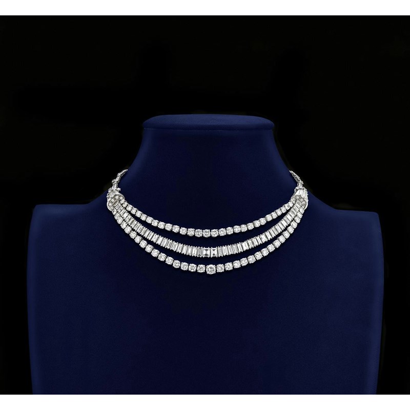 A 1950s diamond three row necklace | Woolley and Wallis