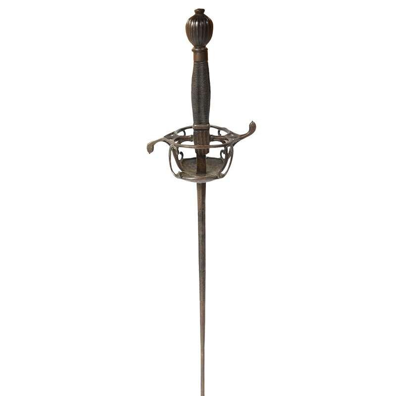A 17th century light rapier, slender diamond-section blade 38.5 in ...