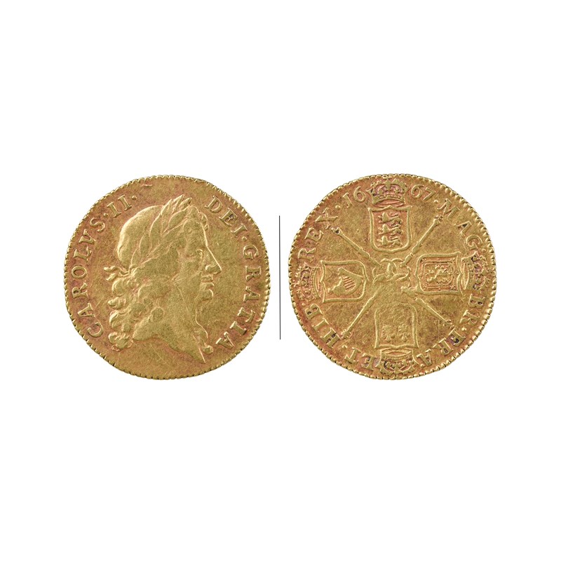 Charles ii, gold guinea, 1667, third laurelled bust (s 3342), good fine ...