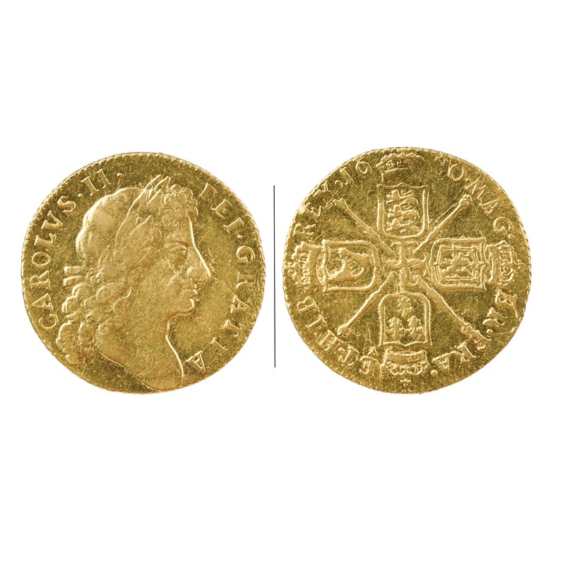 Charles ii, gold guinea, 1680, fourth bust (s 3344), good fine ...