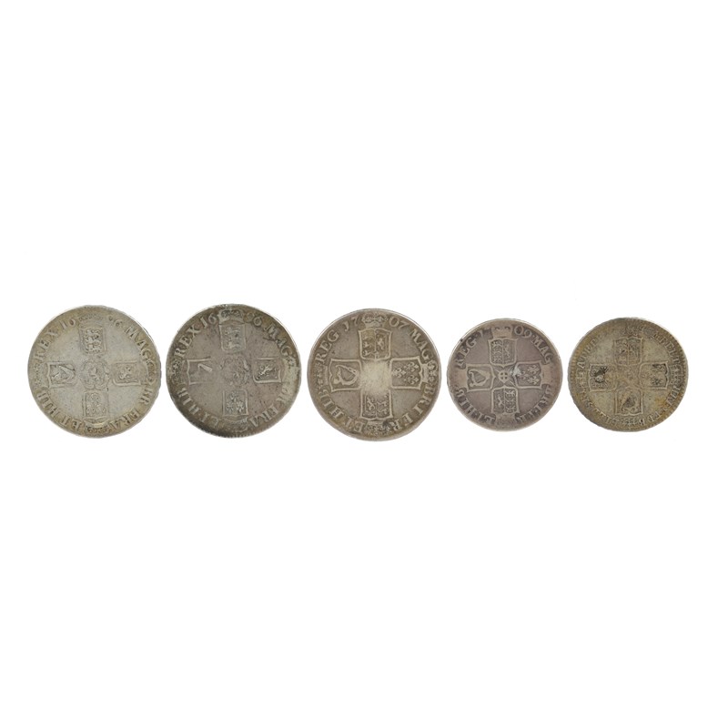 William iii, silver crowns (2), 1696, third bust, edge octavo (s 3472 ...