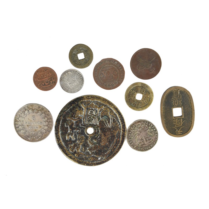 Miscellaneous silver and base metal coins, including: mexico: charles ...