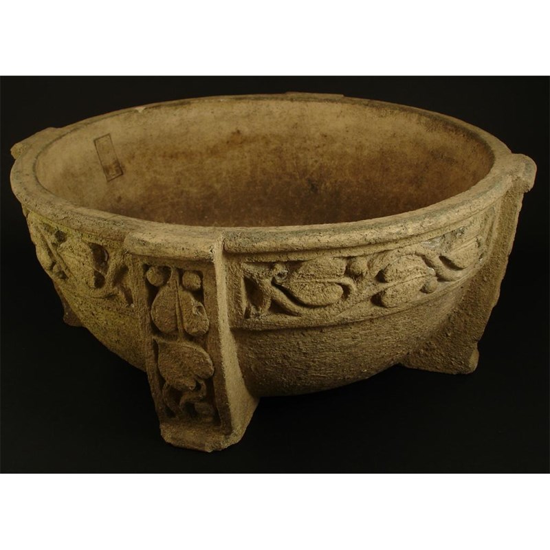 A pair of liberty & co stoneware planters decorated with simple leaf ...