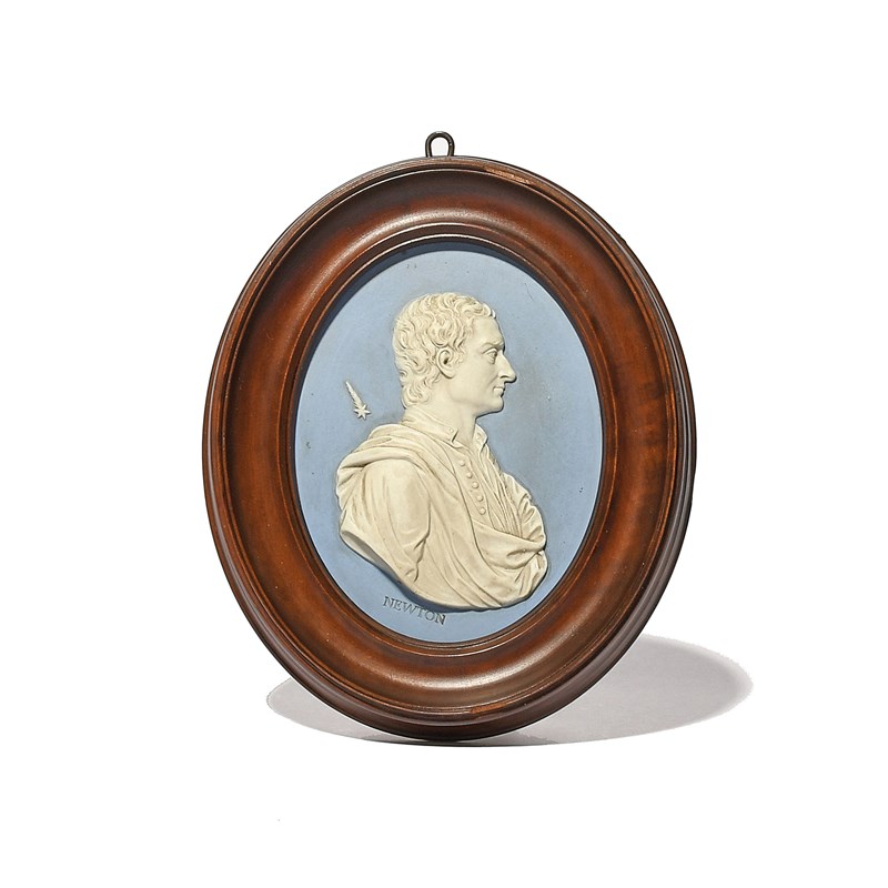 A wedgwood jasperware portrait plaque of sir isaac newton late 18th ...