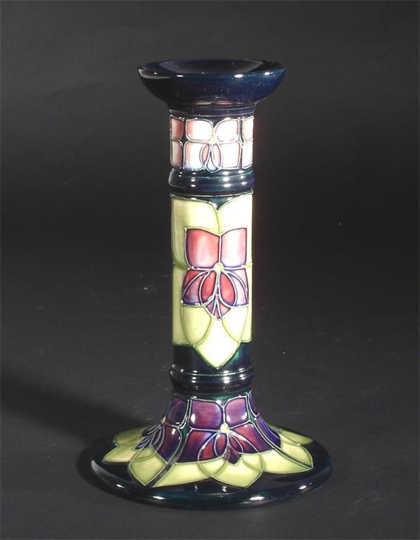 'violet' a moorcroft pottery candlestick lamp base designed by sally ...