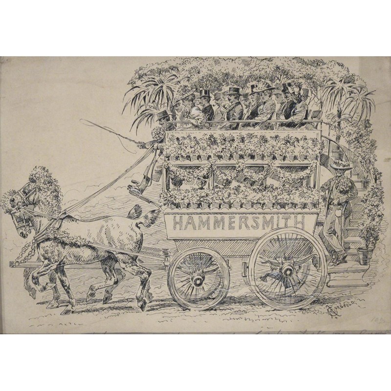 Alfred chantry corbould (1852-1920) floral decorated hammersmith bus ...