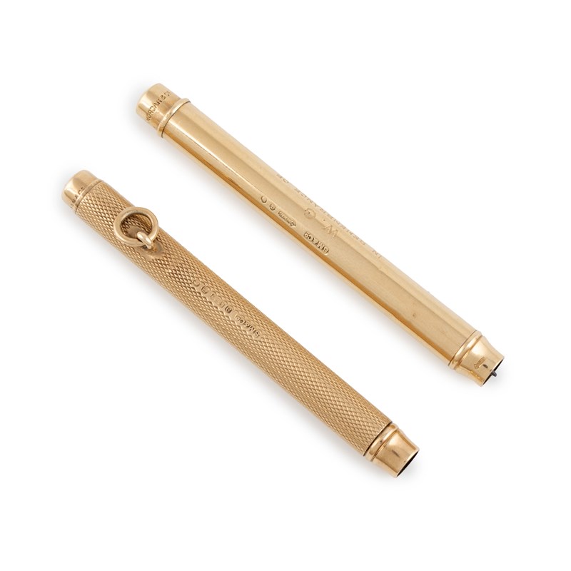 Two 9-carat gold drop-action pencils,by s. mordan and co., london 1931 ...
