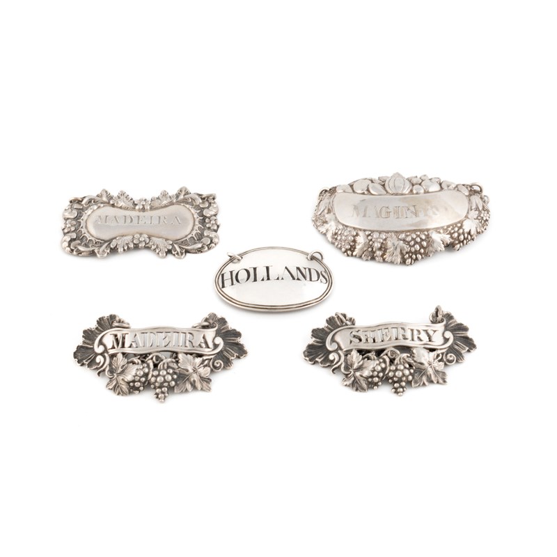 A pair of george iv silver wine labels, | Woolley and Wallis