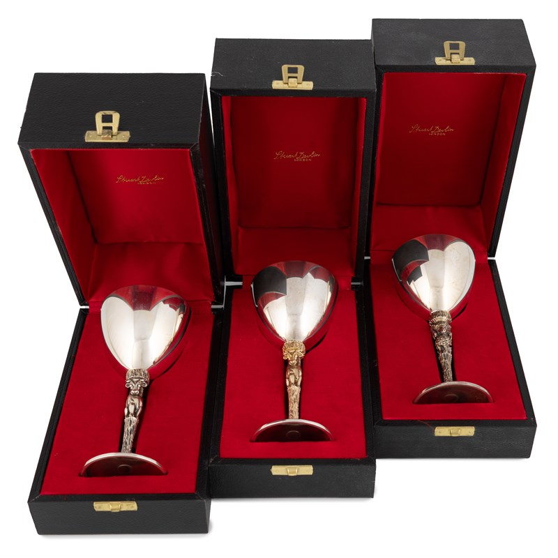 By stuart devlin, three parcel-gilt silver goblets, | Woolley and Wallis