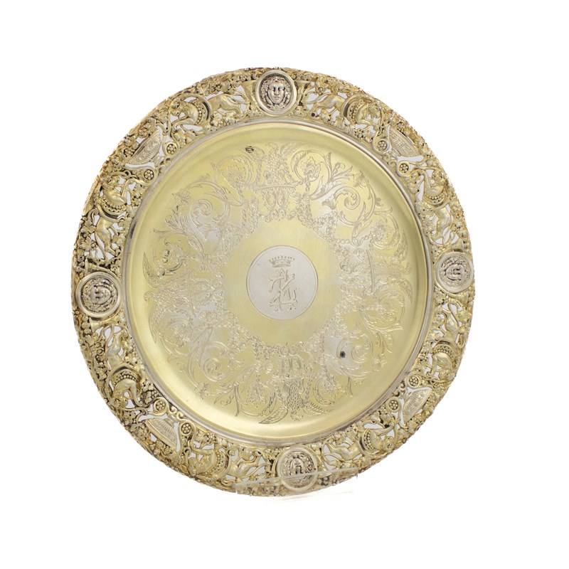 A victorian silver-gilt waiter, | Woolley and Wallis