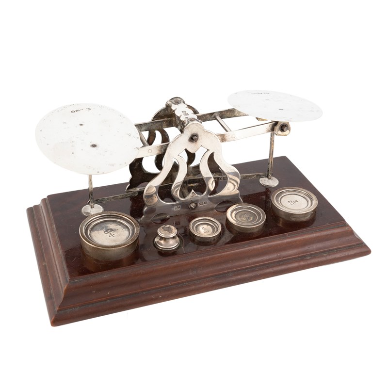 A pair of edwardian silver letter scales, | Woolley and Wallis