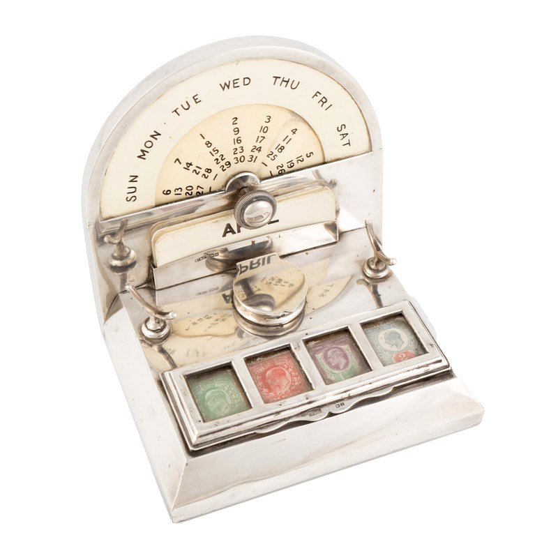 An edwardian silver calendar inkstand, | Woolley and Wallis